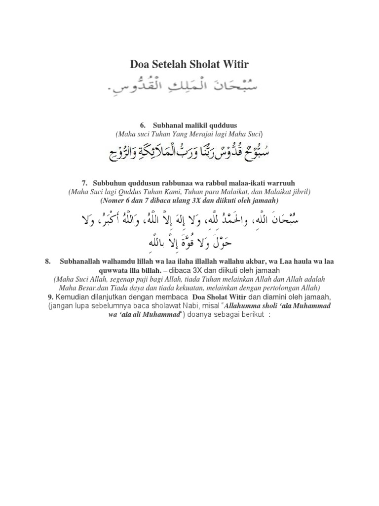 Doa Setelah Sholat Witir | PDF