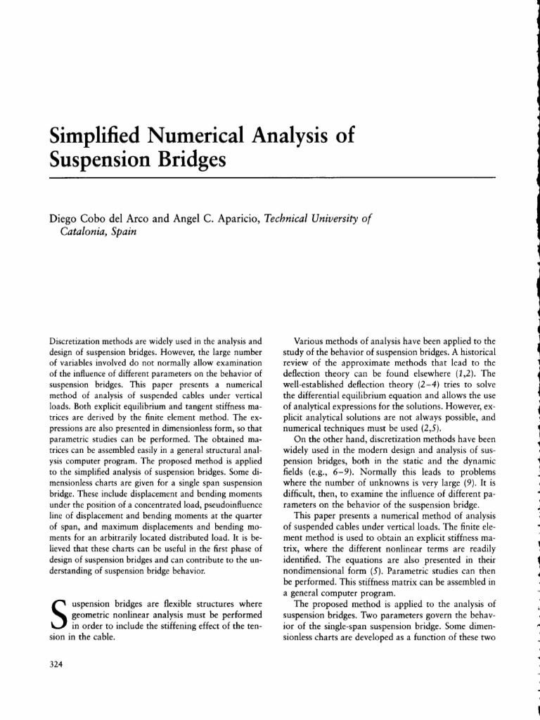 Simplified Numerical Analysis of Suspension Bridges: Diego Cobo Del ...