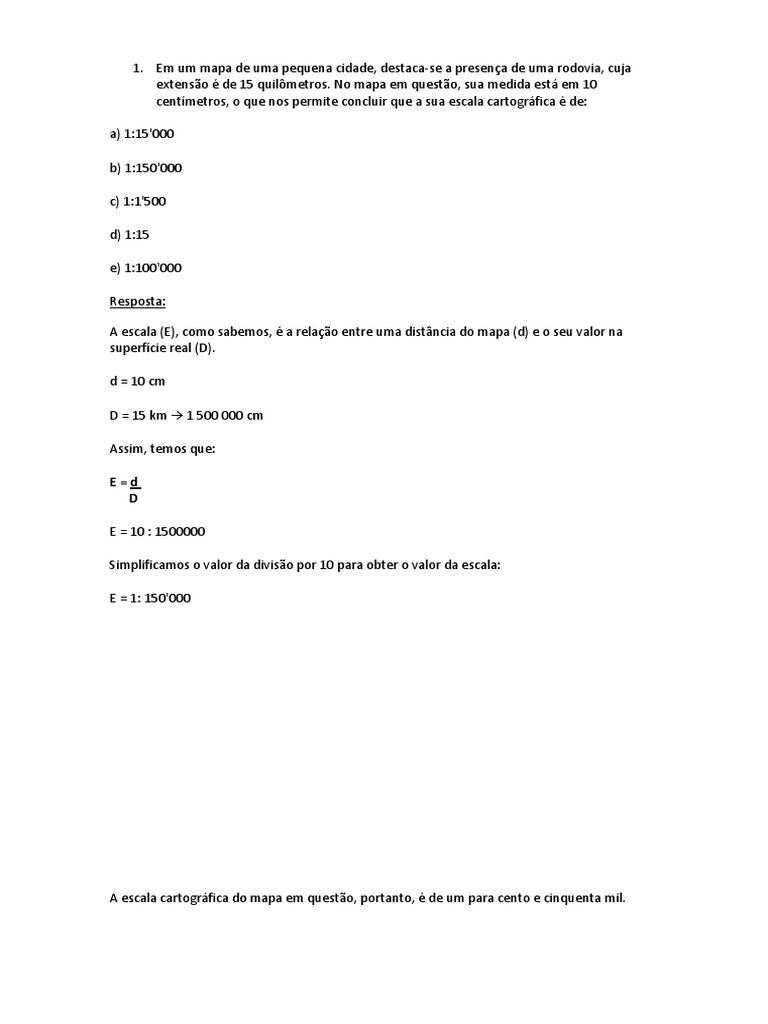 Exercicio Escala | PDF | Mapa | Ensino de Matemática