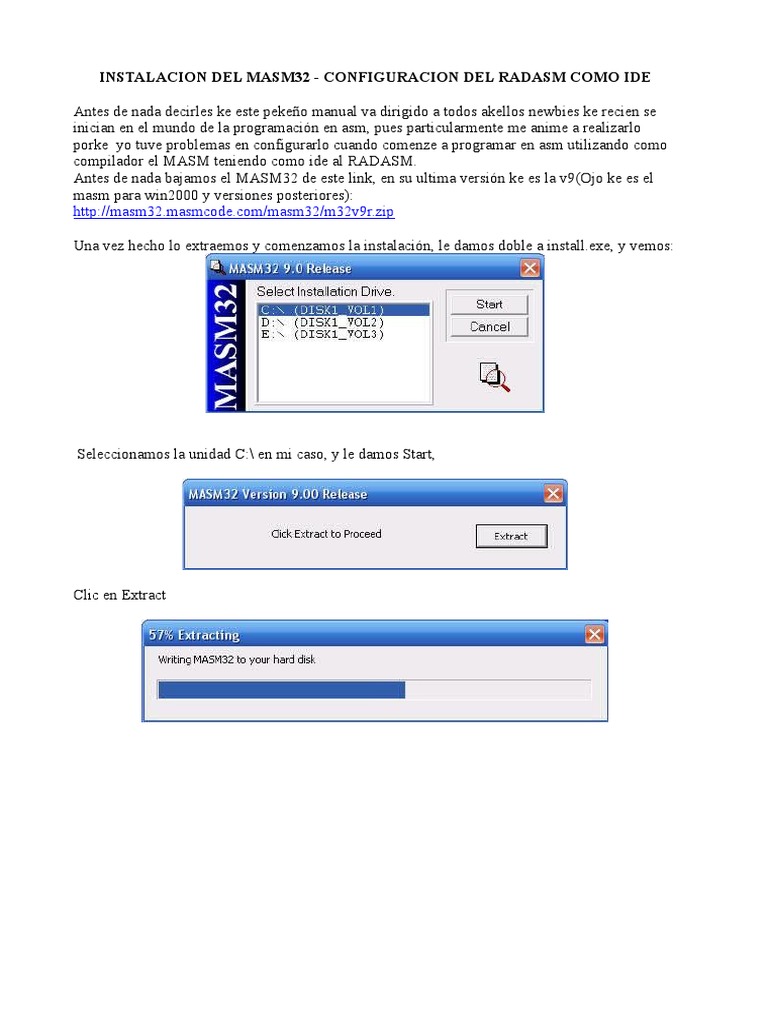 Instalacion Del Masm32-Radasm | PDF | Point and Click | Software