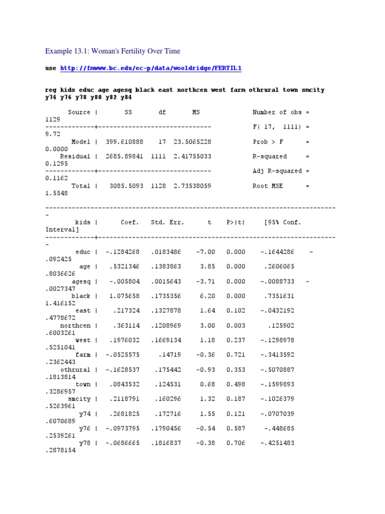 ECO311 Stata | PDF | Coefficient Of Determination | Errors And Residuals