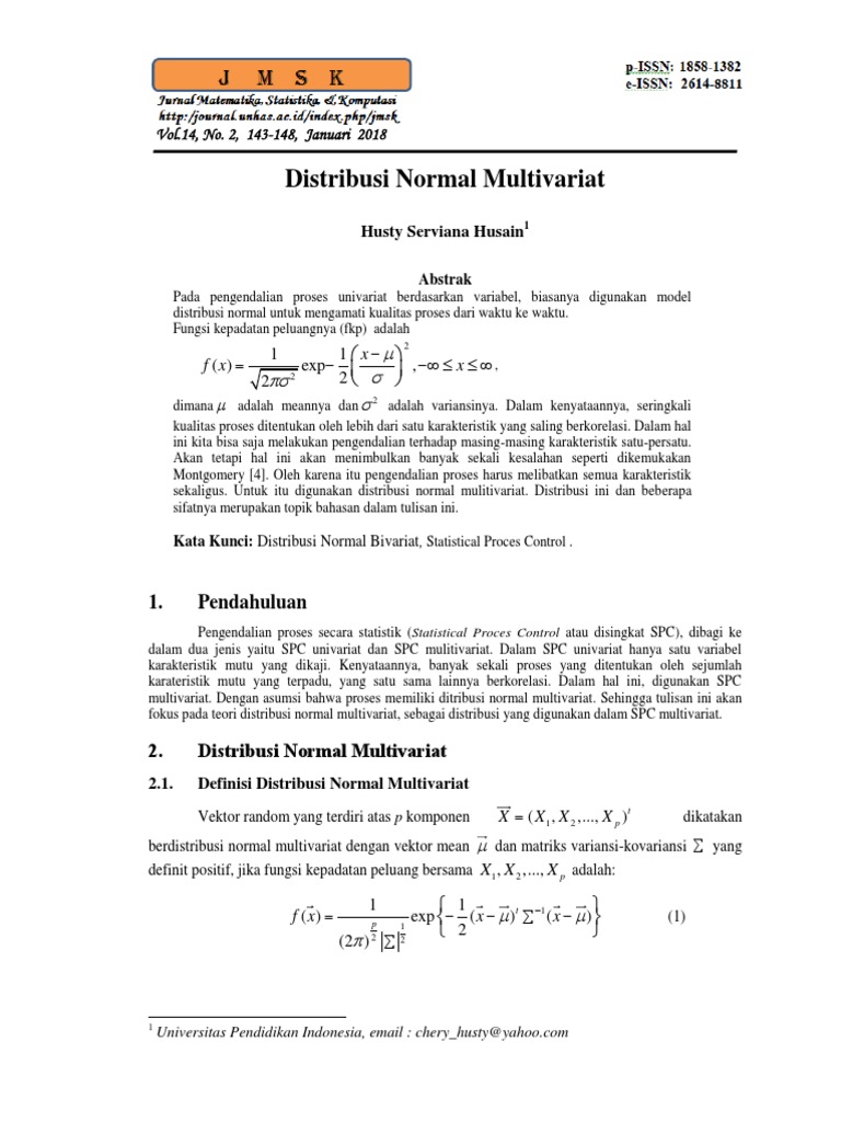 Teori Distribusi Normal Multivariat | PDF | Metode & Bahan Ajar