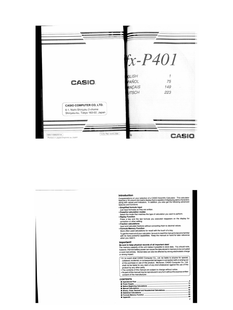 Casio FX-P401 Calculator | PDF