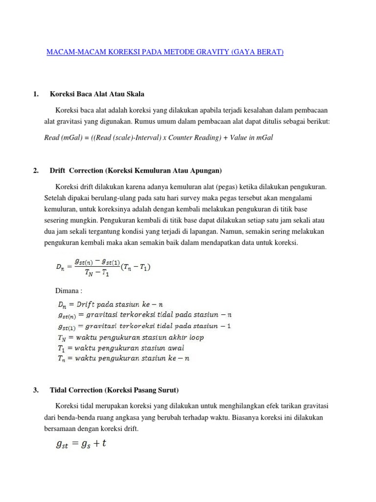 Koreksi dalam Metode Gravitasi | PDF