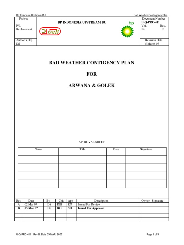 Contingency Plan of Bad Weather | PDF | Anchor | Food And Drink