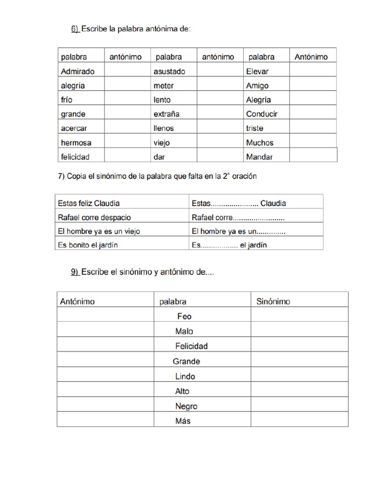Sinonimo Antonimo | PDF