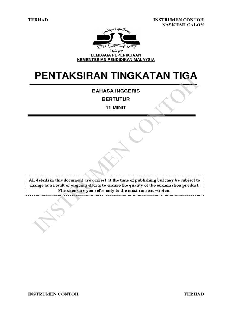 PT3 Speaking Sample Test - Candidate Booklet PDF | PDF