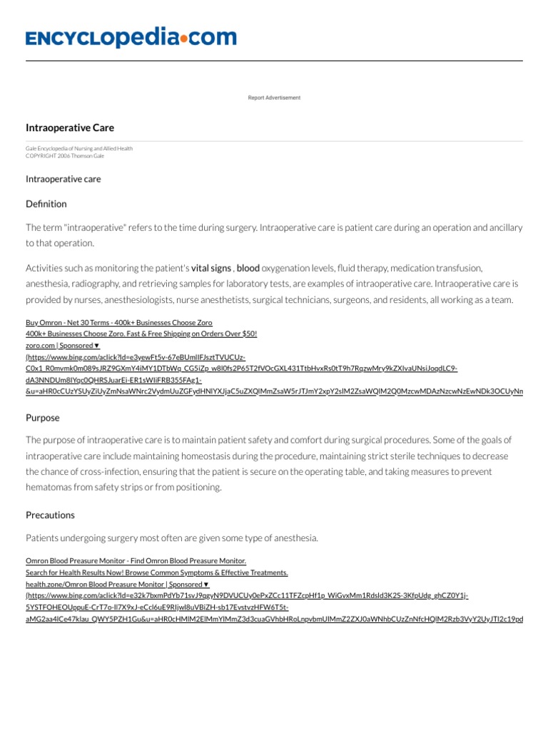 Intraoperative Care | PDF | Surgery | Anesthesia