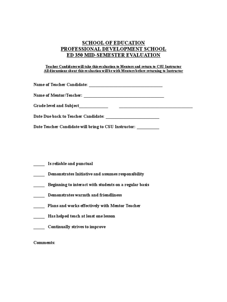 Mid-Semester Eval | PDF