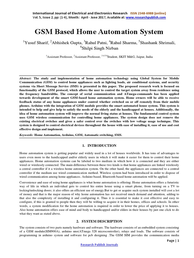 GSM Based Home Automation System | PDF | Automation | Gsm
