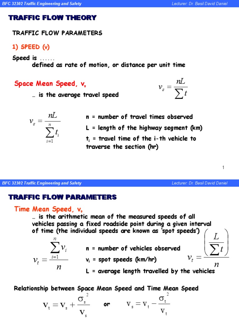 T NL V: Traffic Flow Theory | PDF | Traffic | Speed