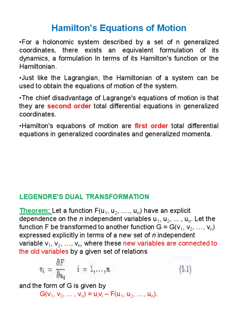 Hamilton's Equations of Motion: Second Order | PDF | Hamiltonian ...