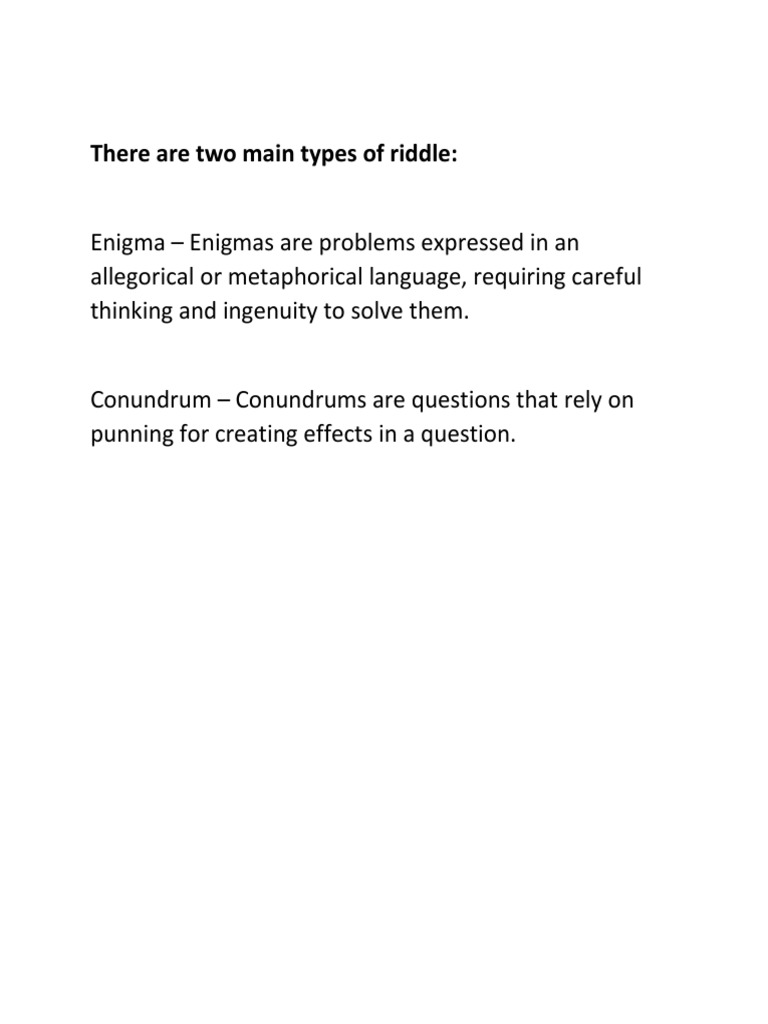 There Are Two Main Types of Riddle | PDF