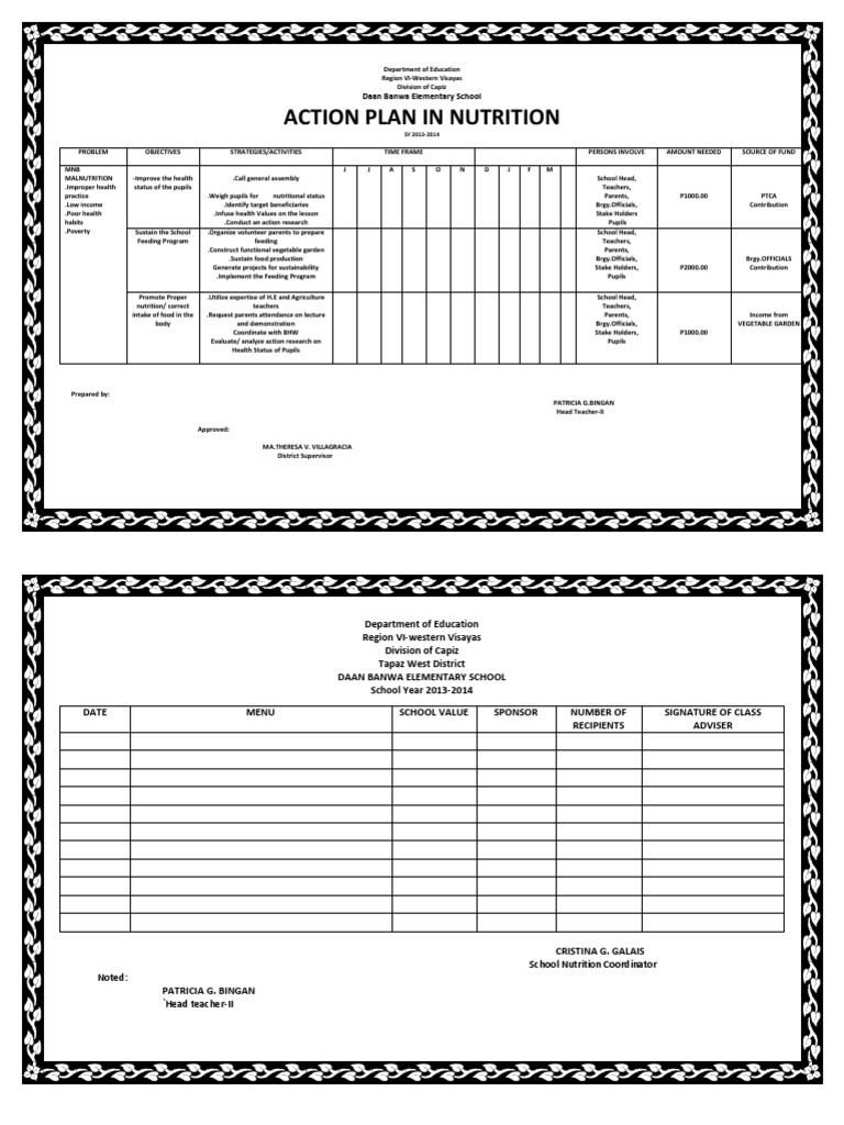 Daan Banwa Elementary Nutrition Action Plan | PDF | Non Governmental ...