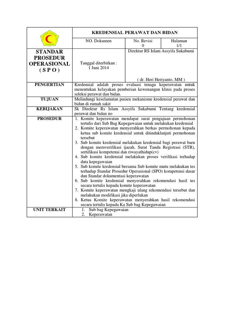 Spo&Form Kredensial Perawat Dan Bidan | PDF