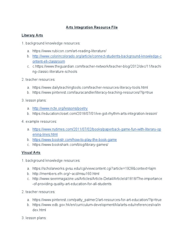 Arts Integration Resource File-2 | PDF | Behaviorism | Behavior Modification