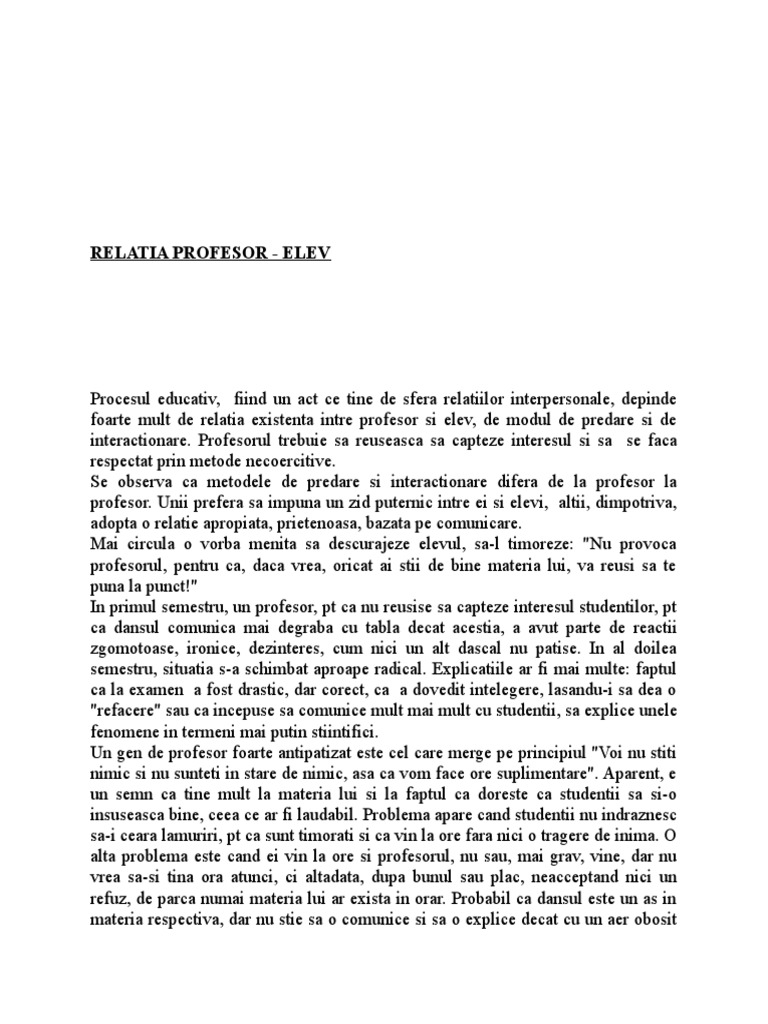 relatia profesor elev