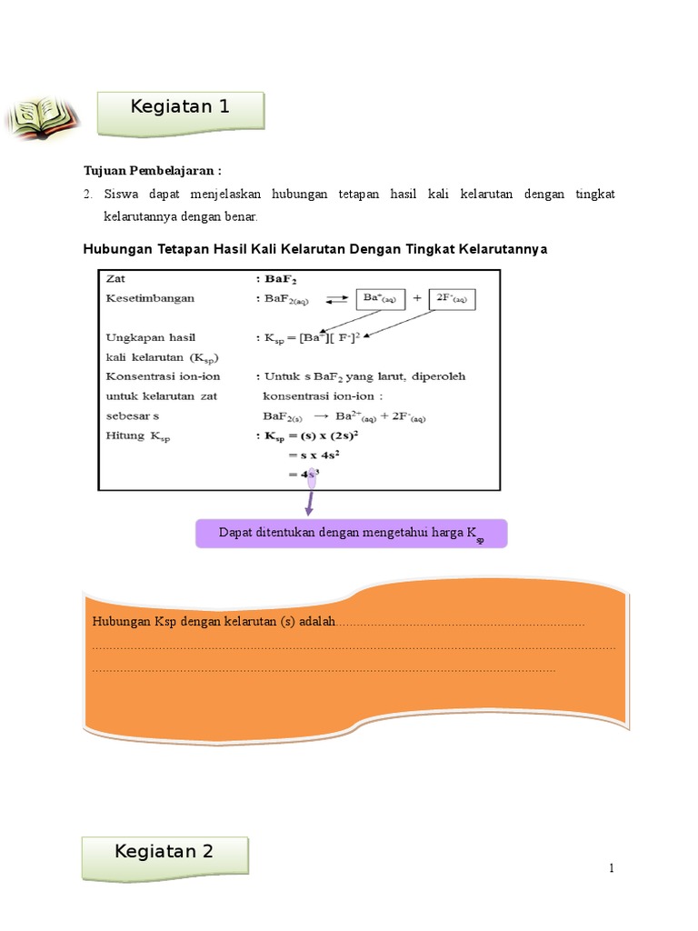 LKS 1 Hubungan Kelarutan Dan KSP | PDF