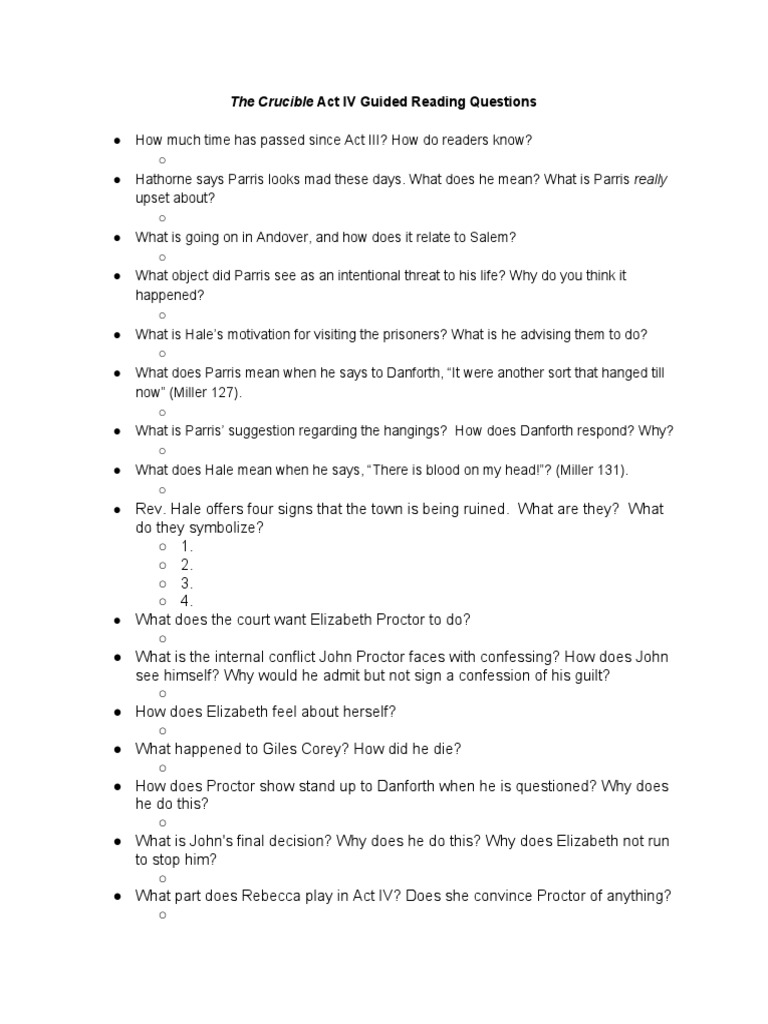 Act IV Study Guide for The Crucible | PDF | Religion & Spirituality ...
