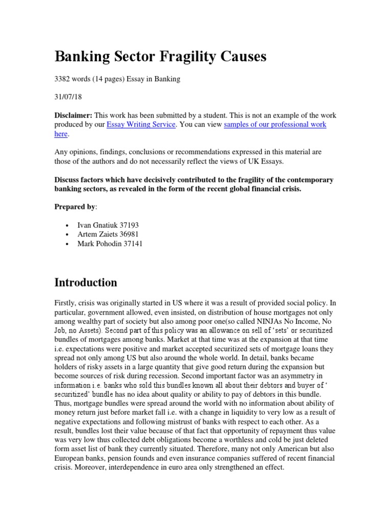Banking Sector Fragility Causes | PDF | Interest | Banks
