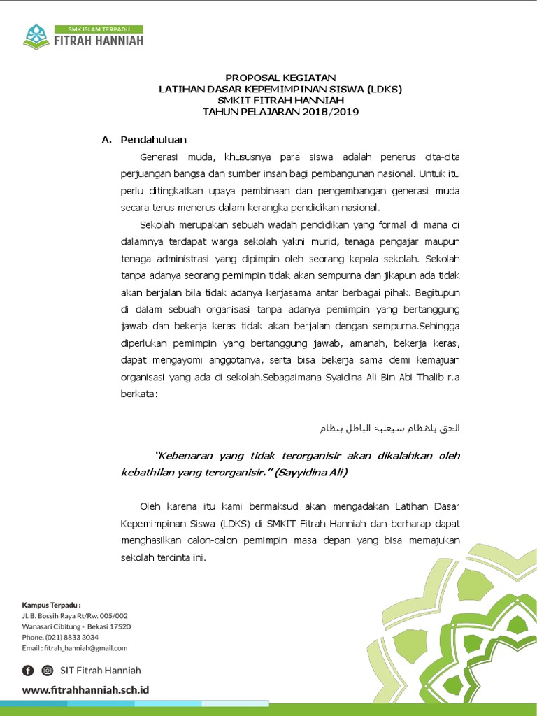 Proposal Kegiatan LDKS | PDF