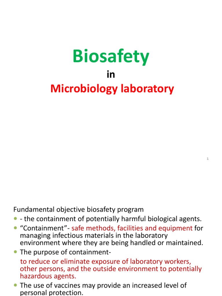 Biosafety: Microbiology Laboratory | PDF | Infection | Medical Specialties