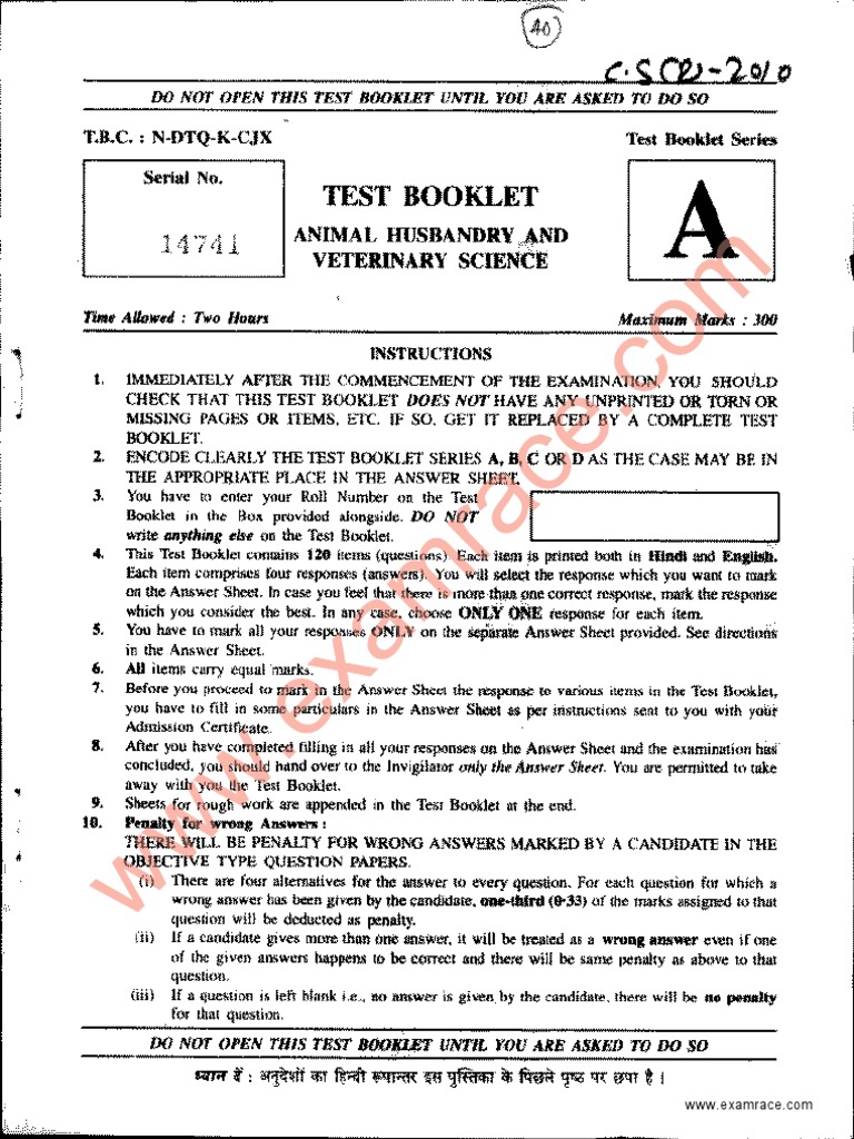 Animal Husbandry Objective Questions Mock Test 2 PDF | PDF | Biology ...