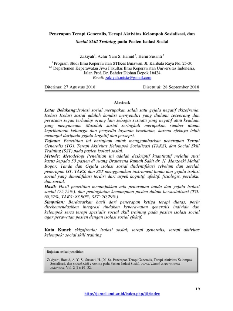 Penerapan Terapi Generalis, Terapi Aktivitas Kelompok Sosialisasi, Dan ...