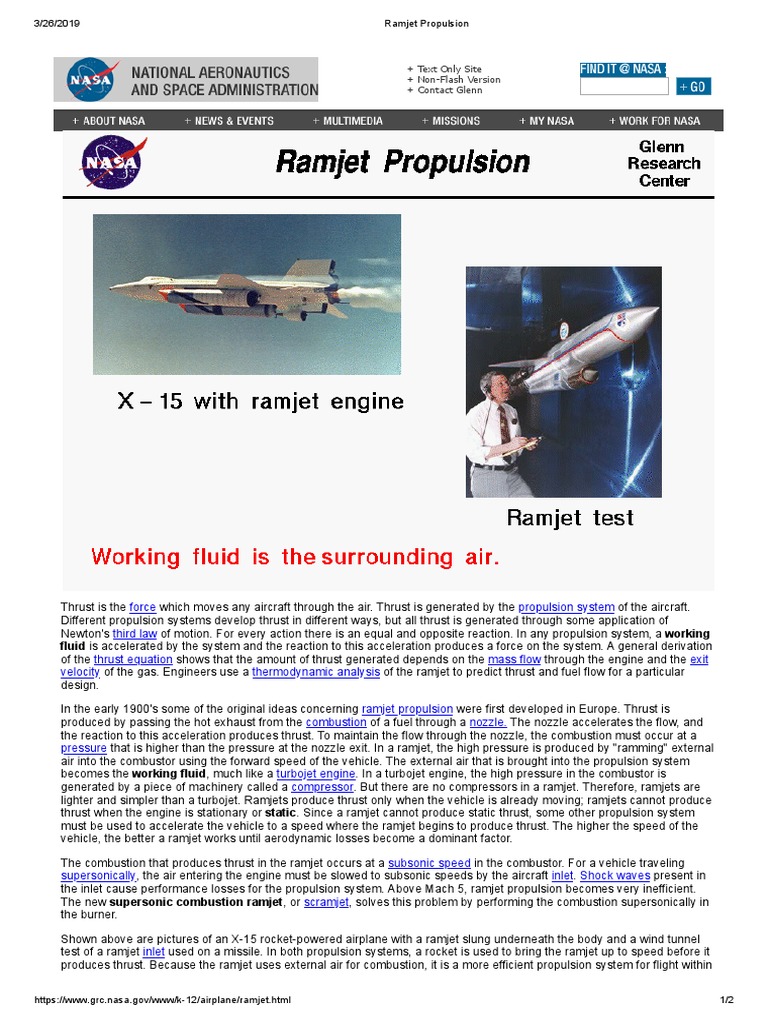 Ramjet Propulsion PDF | PDF | Jet Engine | Spacecraft Propulsion