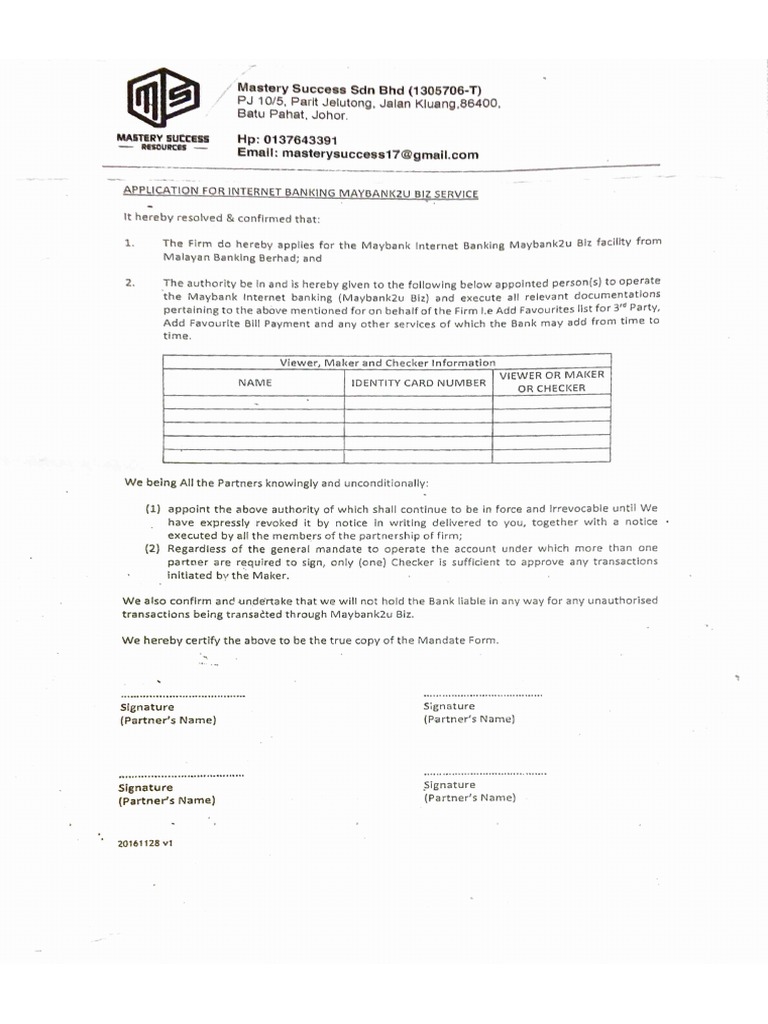 Maybank Checker Maker Form | PDF