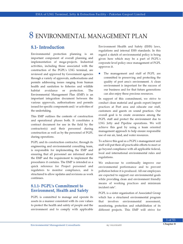 Chapter 8-Environmental Management Plan | PDF | Environmental Policy ...