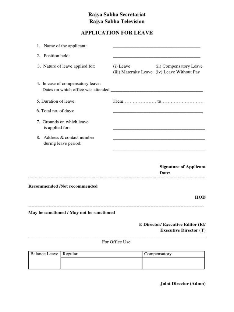 Leave Format New | Government Of India