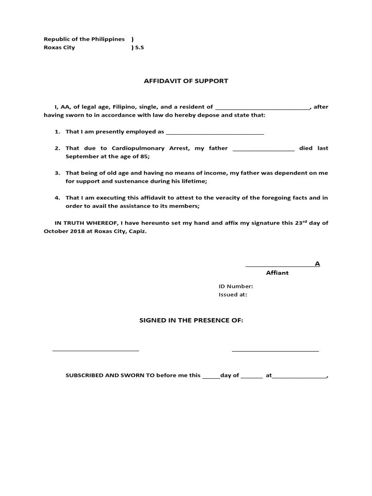 Affidavit of Support: Affiant | PDF
