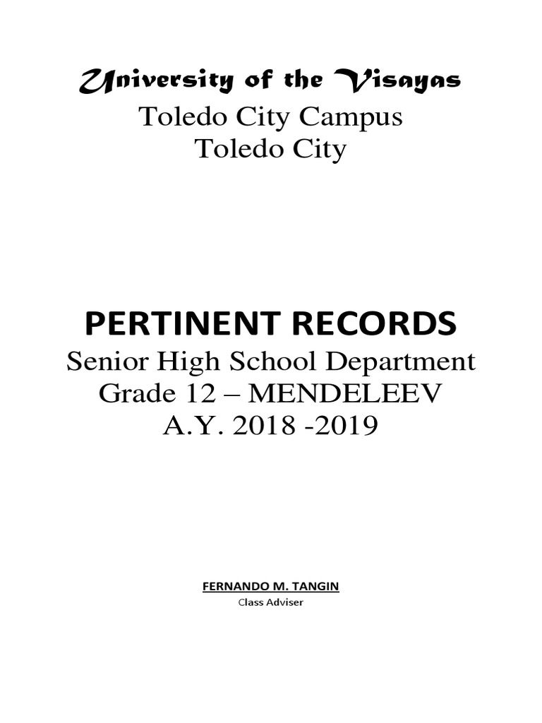 PERTINENT RECORD Cover | PDF