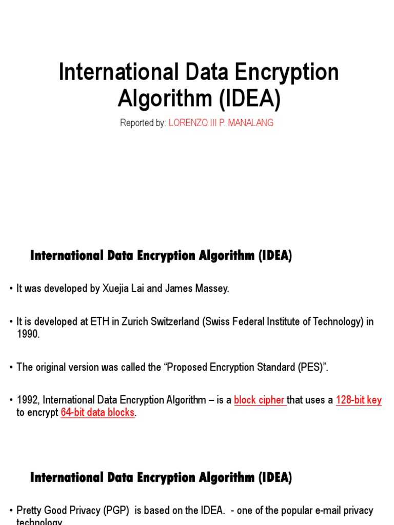 International Data Encryption Algorithm (IDEA) | PDF | Cybercrime ... International Data Encryption Algorithm (IDEA) | PDF | Cybercrime ...