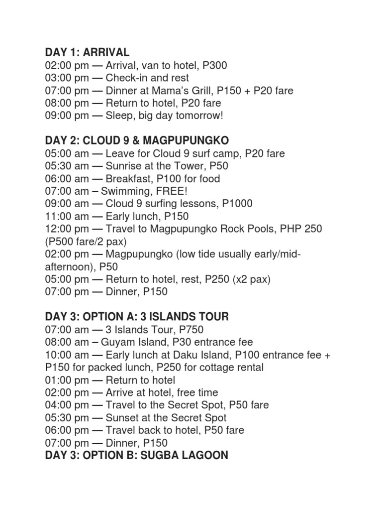 Day 1: Arrival | PDF