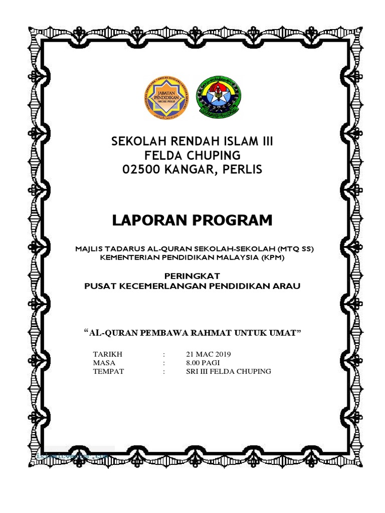 Contoh Laporan Program MTQSS 2019 | PDF