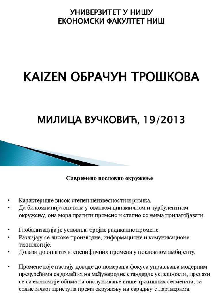 Kaizen Obracun Troskova | PDF
