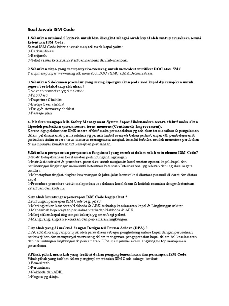 Soal Jawab ISM Code | PDF