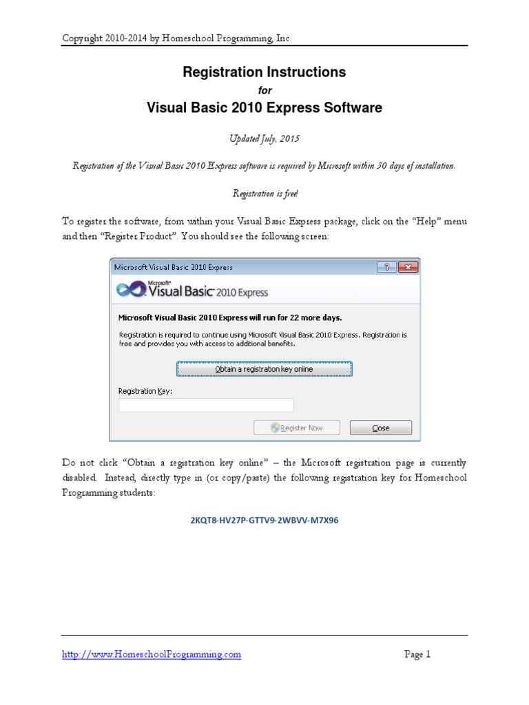 Visual Basic 2010 Registration Instructions | PDF | Finance & Money ...