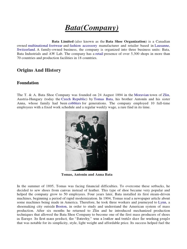 Bata (Company) : Origins and History | PDF | Business