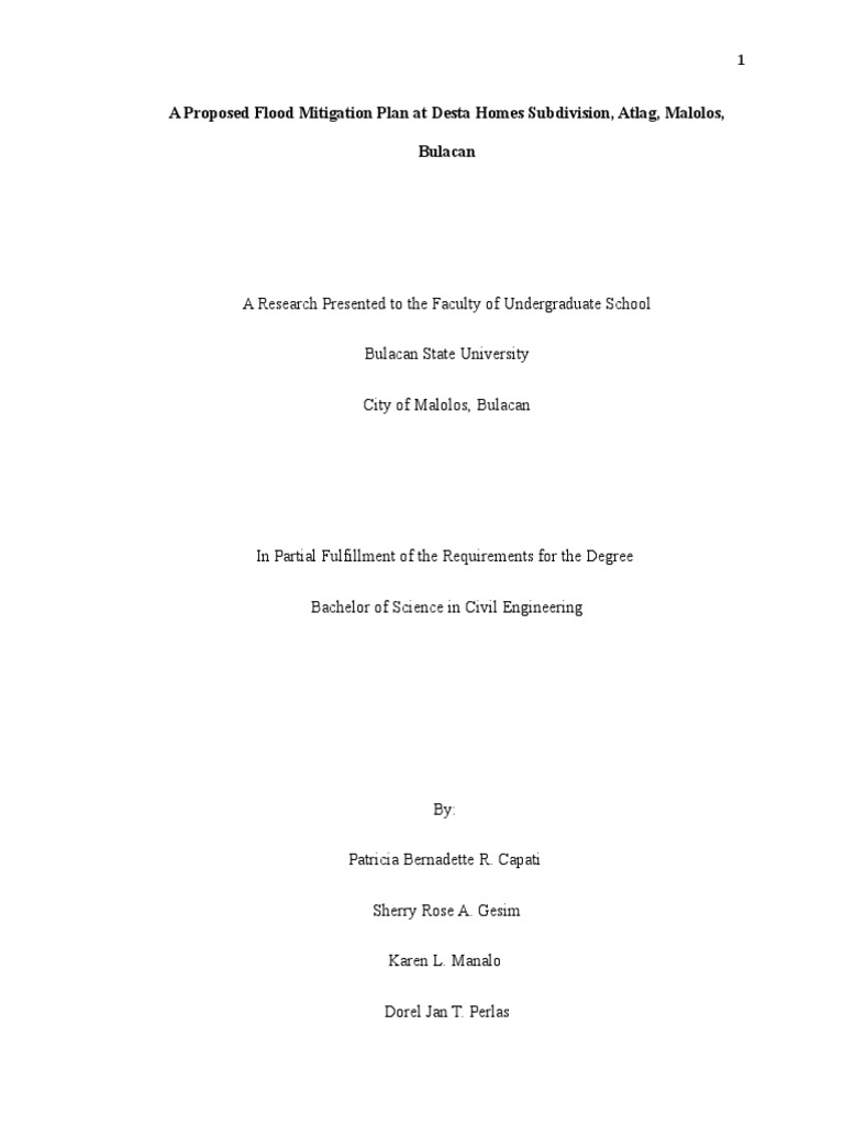 A Proposed Flood Mitigation Plan at Desta Homes Subdivision, Atlag ...