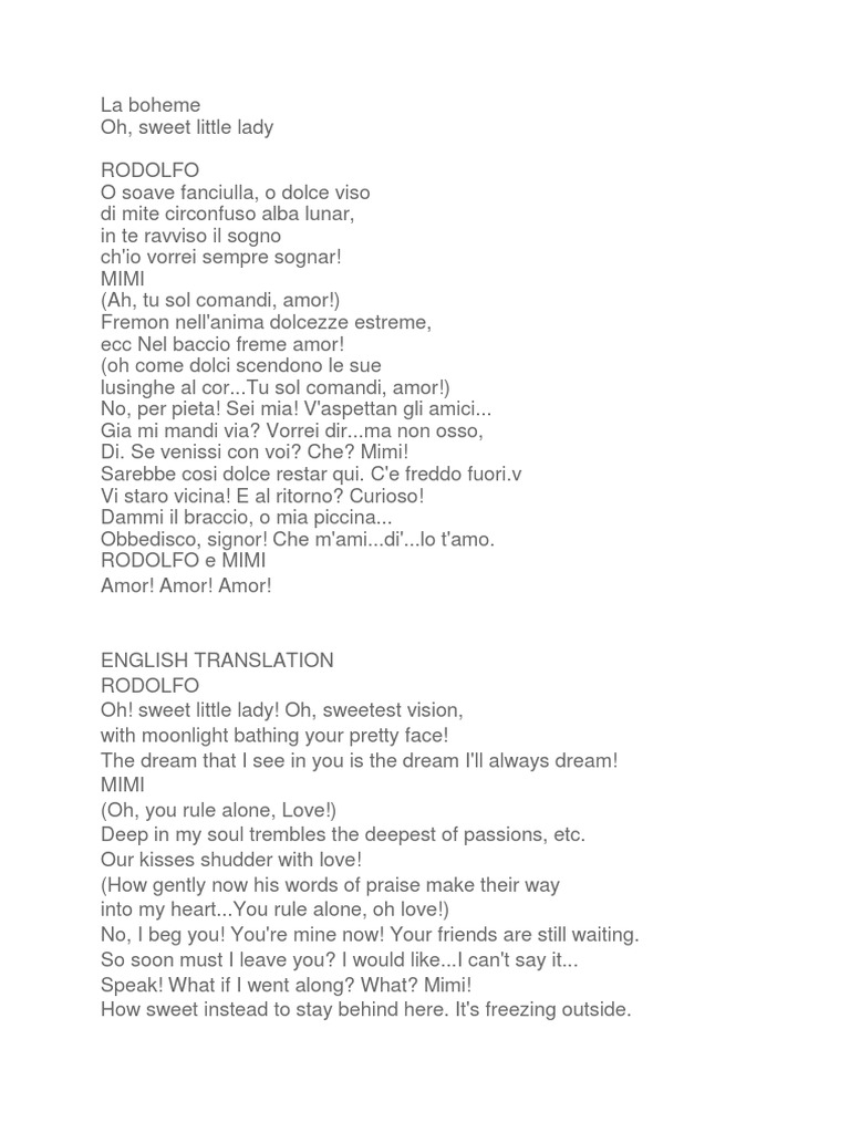 O Soave Fanciulla | PDF | Poetry