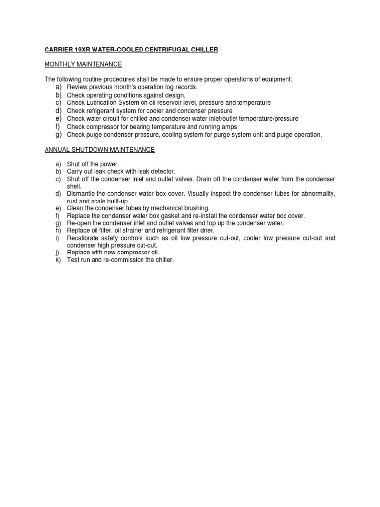 Chiller Maintenance Procedure PDF | PDF | Chemical Engineering ...