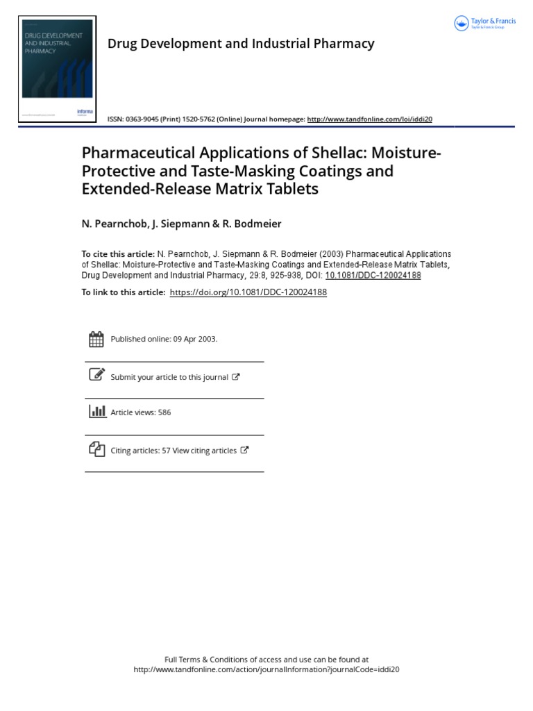 Nghien Cuu Shellac Bao Chong Am Che Vi Va PTKD | PDF | Tablet (Pharmacy) | Pharmacology