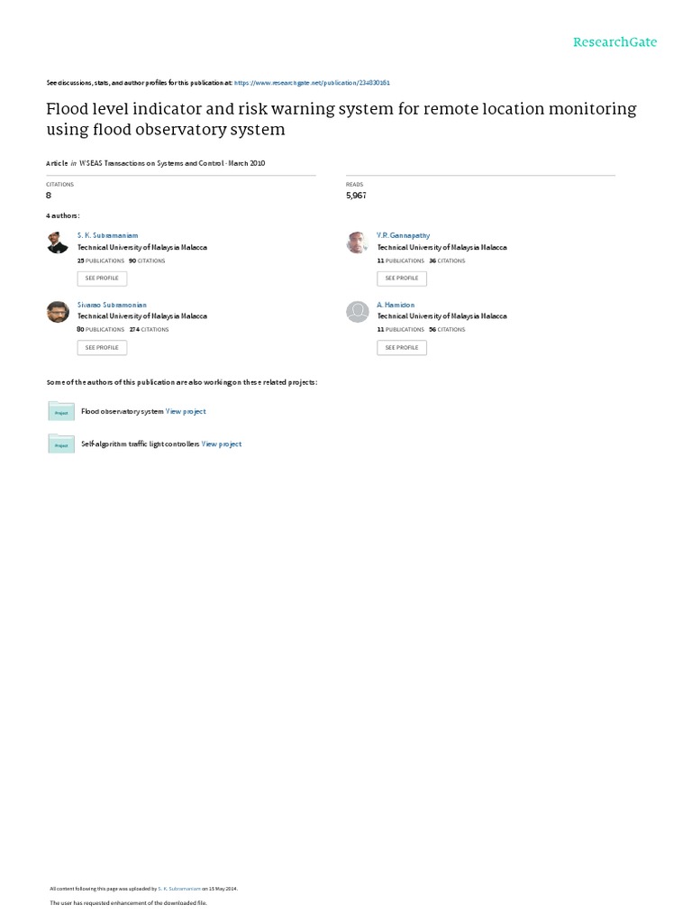 Flood Level Indicator and Risk Warning System For | PDF | Flood ...