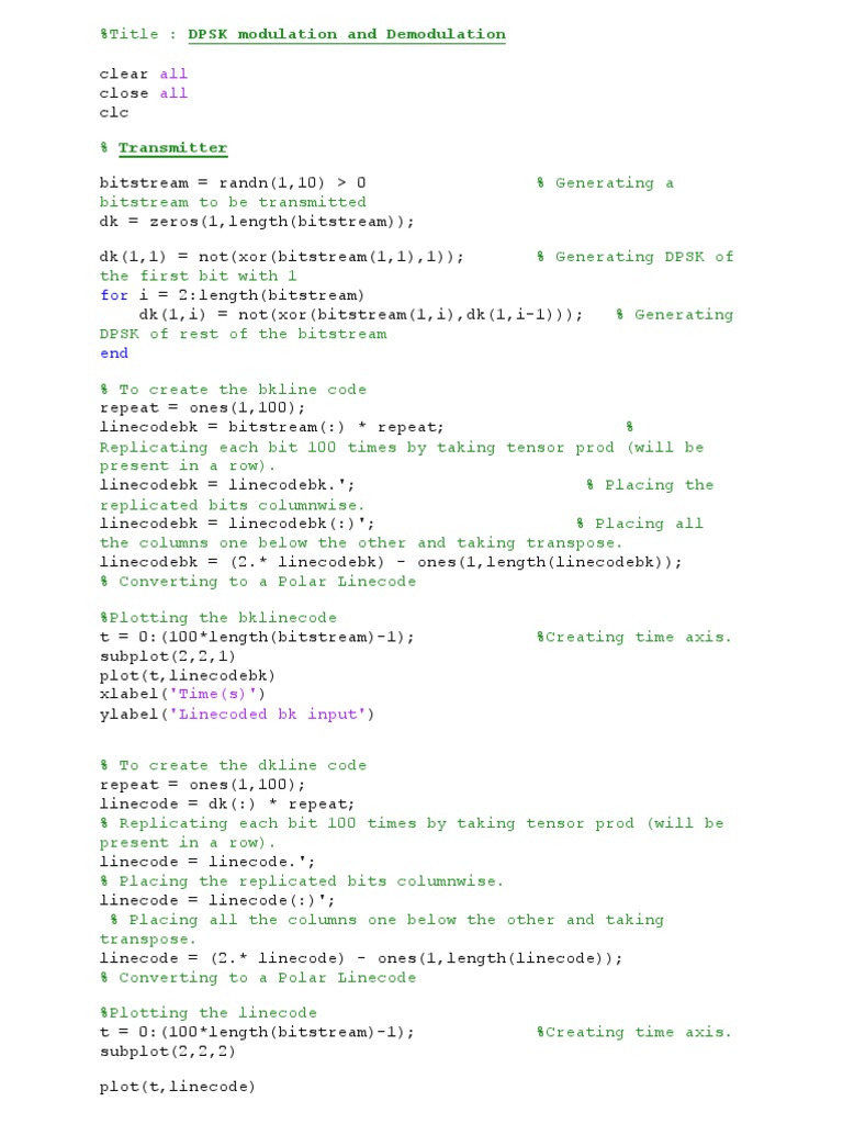Matlab Codes | PDF | Electronics | Telecommunications Engineering