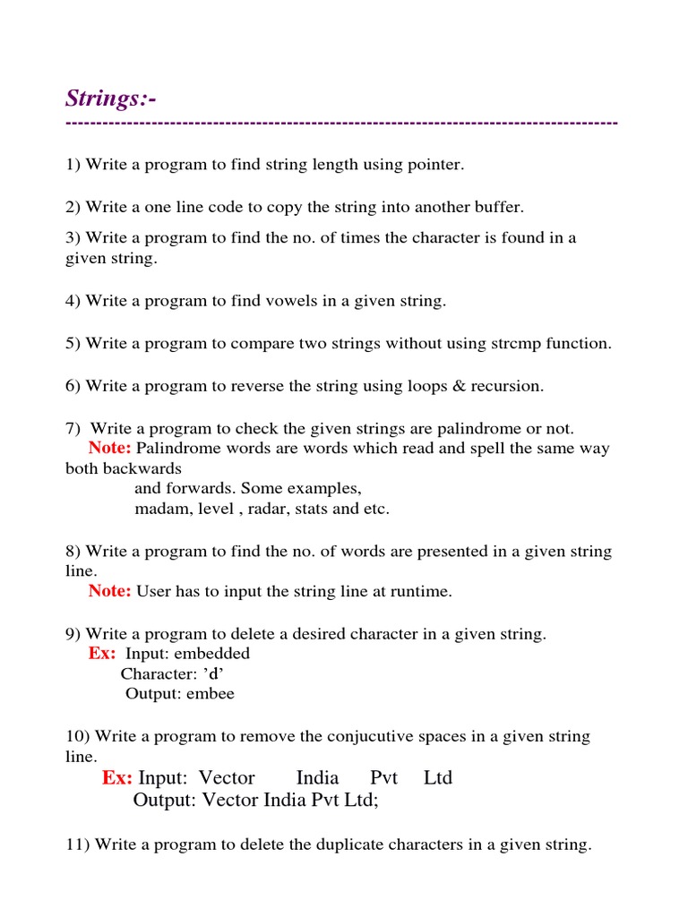 String programs to solve common string problems | PDF | String (Computer Science) | Areas Of ...