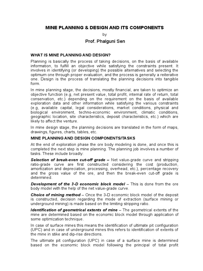 Mine Planning & Design and ItsComponents | PDF | Coal Mining | Mining