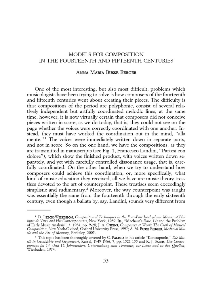 Berger - MODELS FOR COMPOSITION IN THE FOURTEENTH AND FIFTEENTH ...